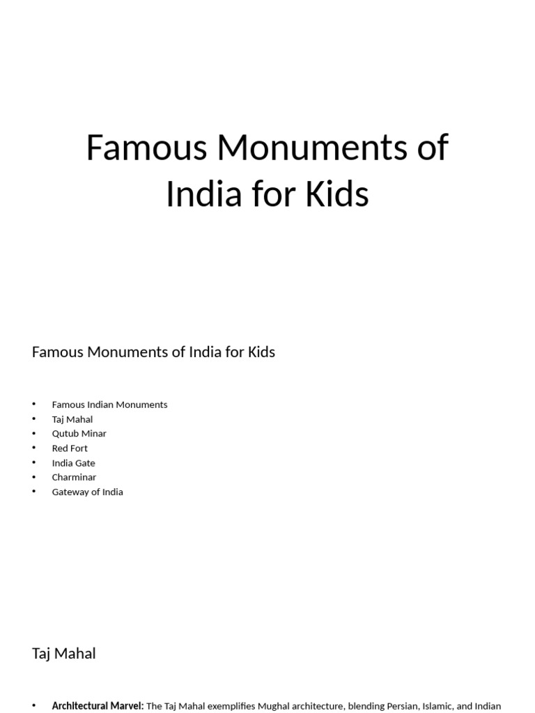 Famous Indian Monuments for Kids | PDF