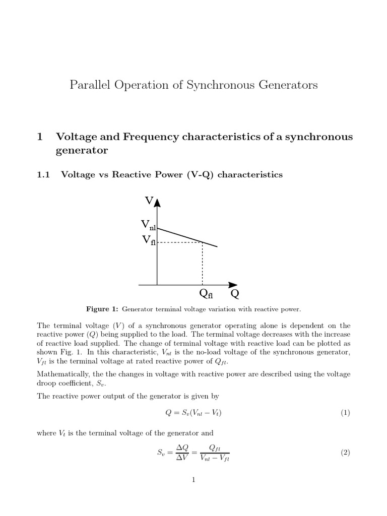 Parallel Operations of Synchronous Generators | PDF | Electric Generator | Ac Power