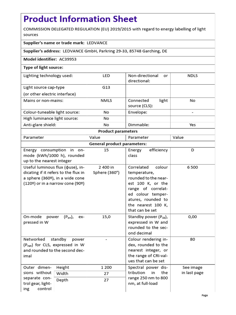 Product Information Sheet: Supplier's Name or Trade Mark: Supplier's ...