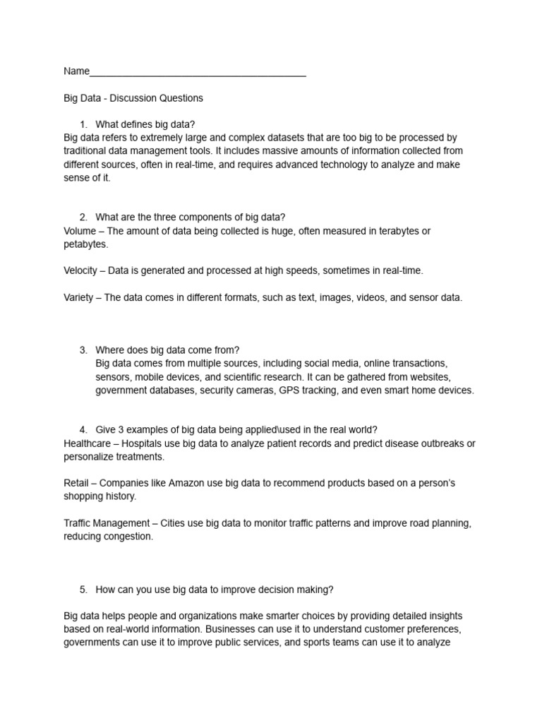 Big Data Questions | PDF