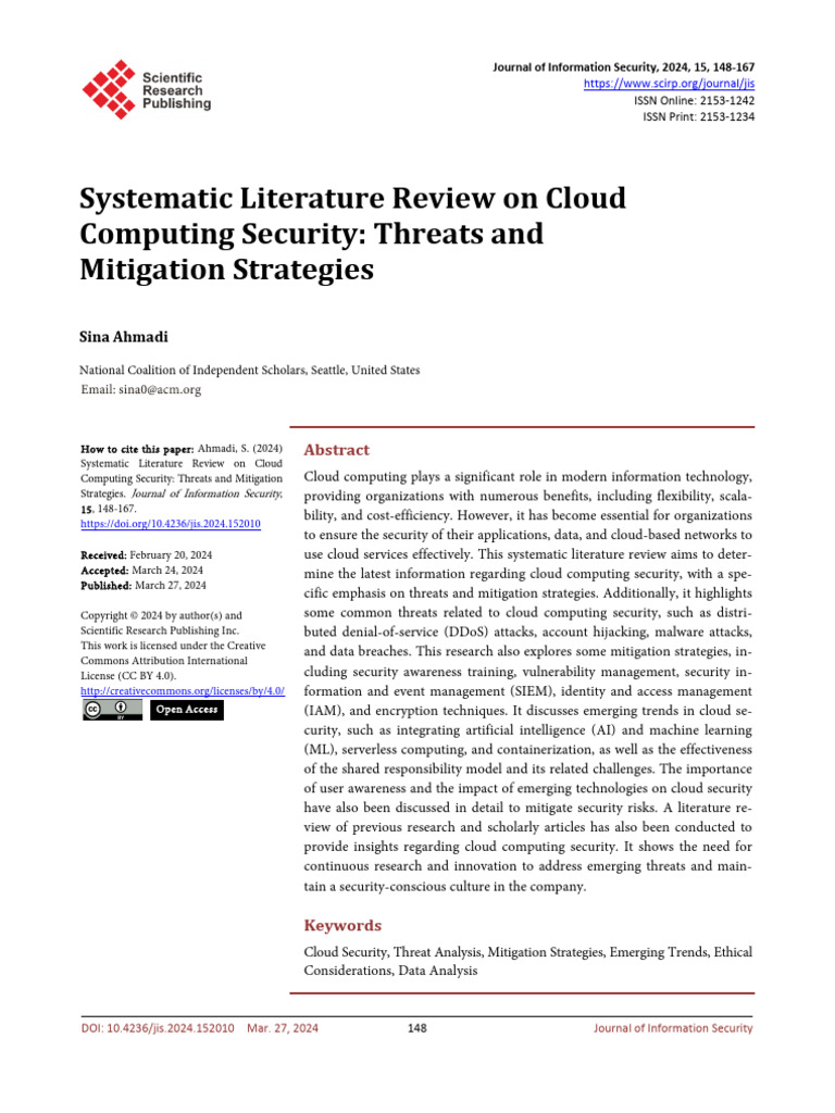 Systematic Review On Cloud Security | PDF | Security | Computer Security