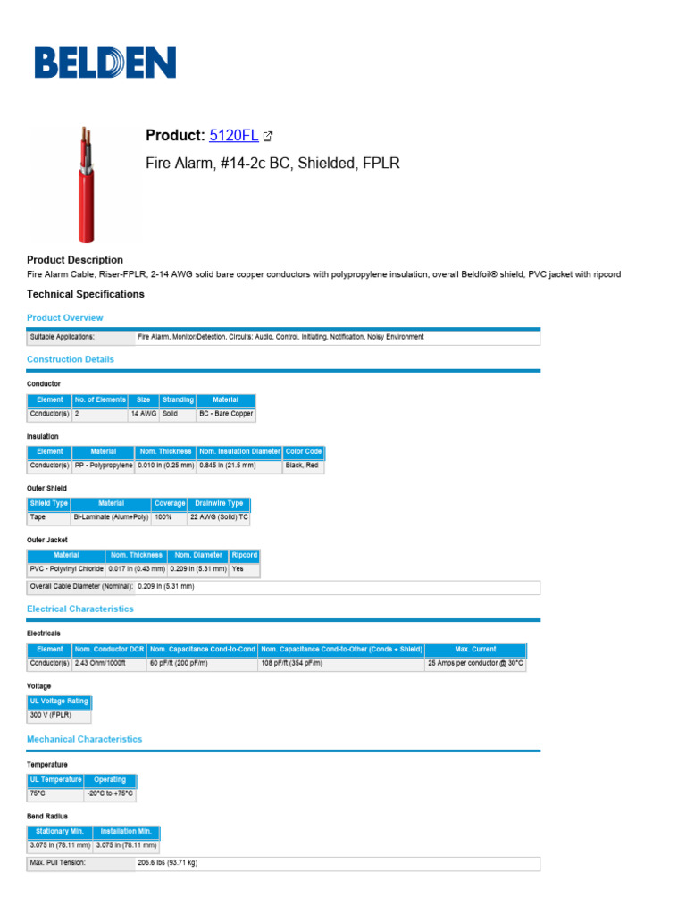 31A. Ficha Tecnica 5120FL - Techdata | PDF | Electrical Conductor | Insulator (Electricity)