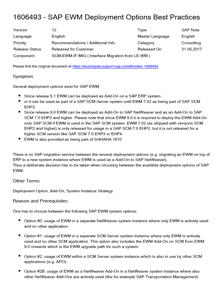 E - 20171005-SAP EWM Deployment Options Best Practices | PDF ...