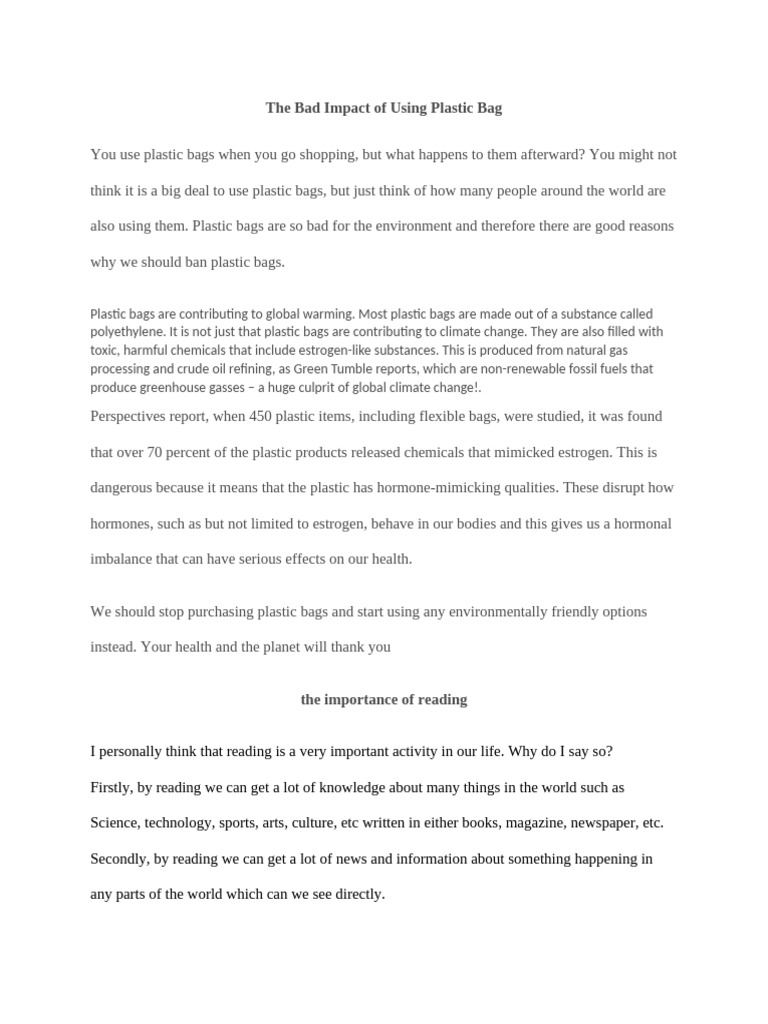 Example of Hortatory Exposition Text | PDF | Plastic | Climate Change