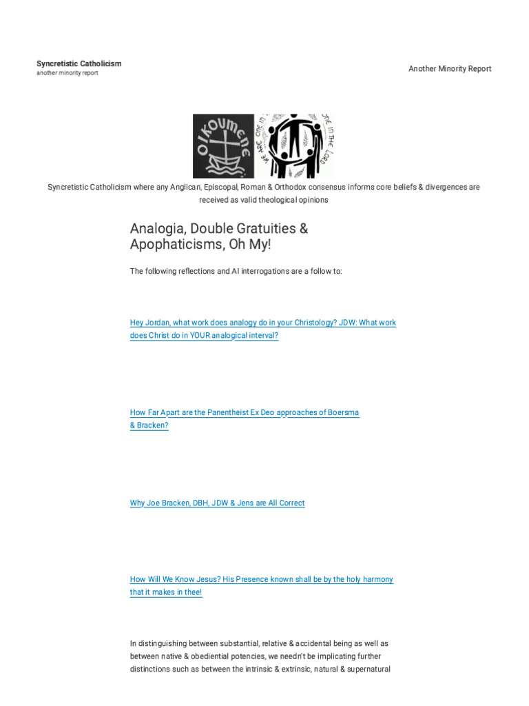 Analogia, Double Gratuities & Apophaticisms, Oh My! - Syncretist | PDF ...