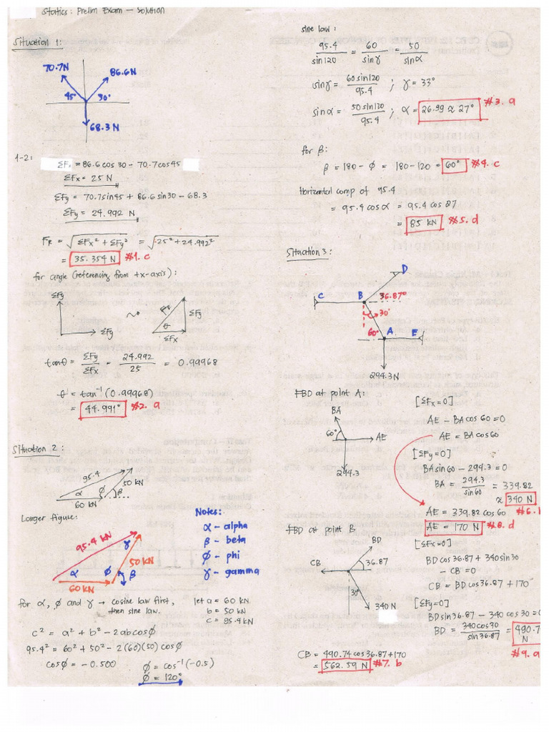 5.5 STATICS Prelim Midterm Exam Solution | PDF