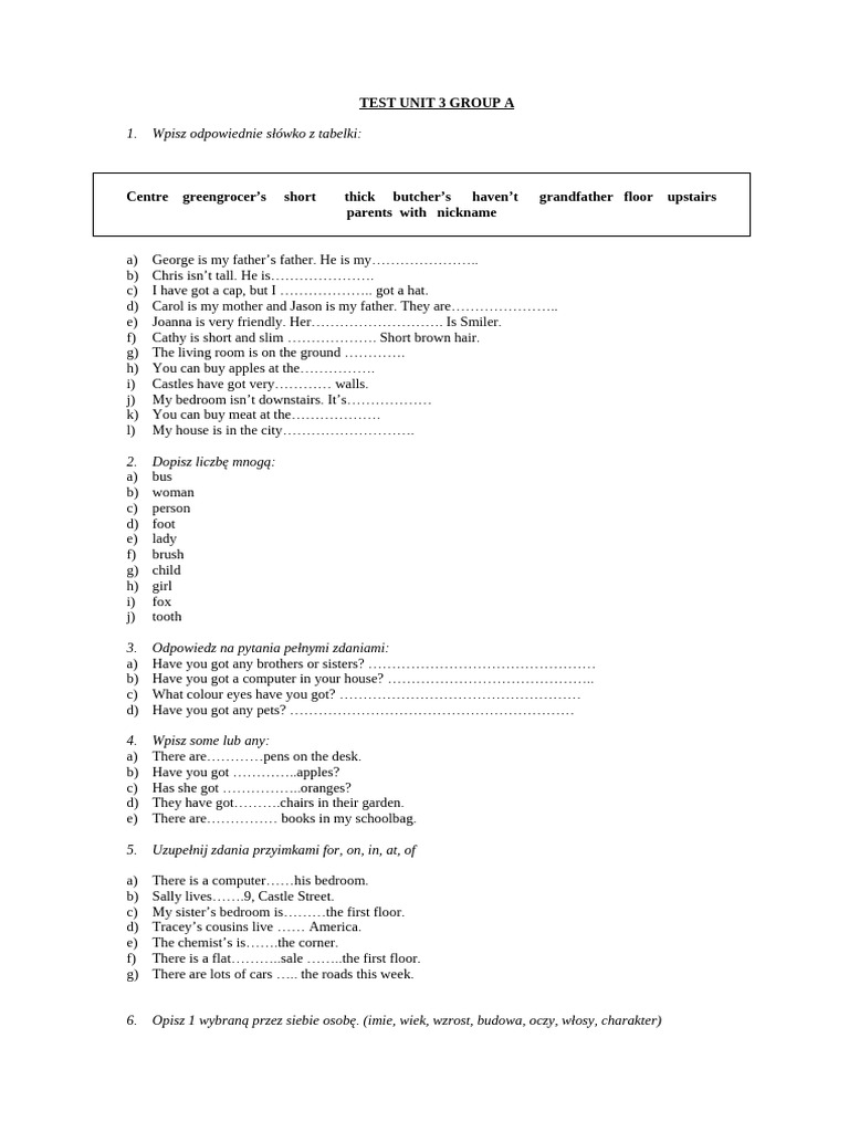 Test Unit 3 Group A | PDF