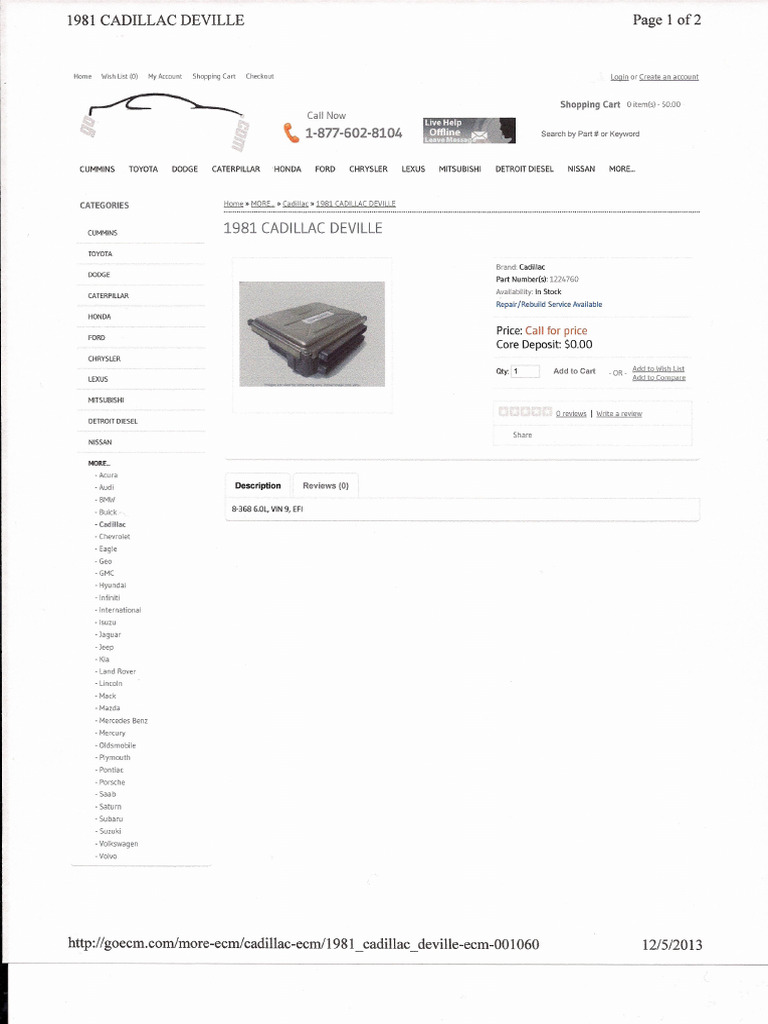1981 Cadillac DeVille Parts & Service | PDF | Chrysler | Dodge