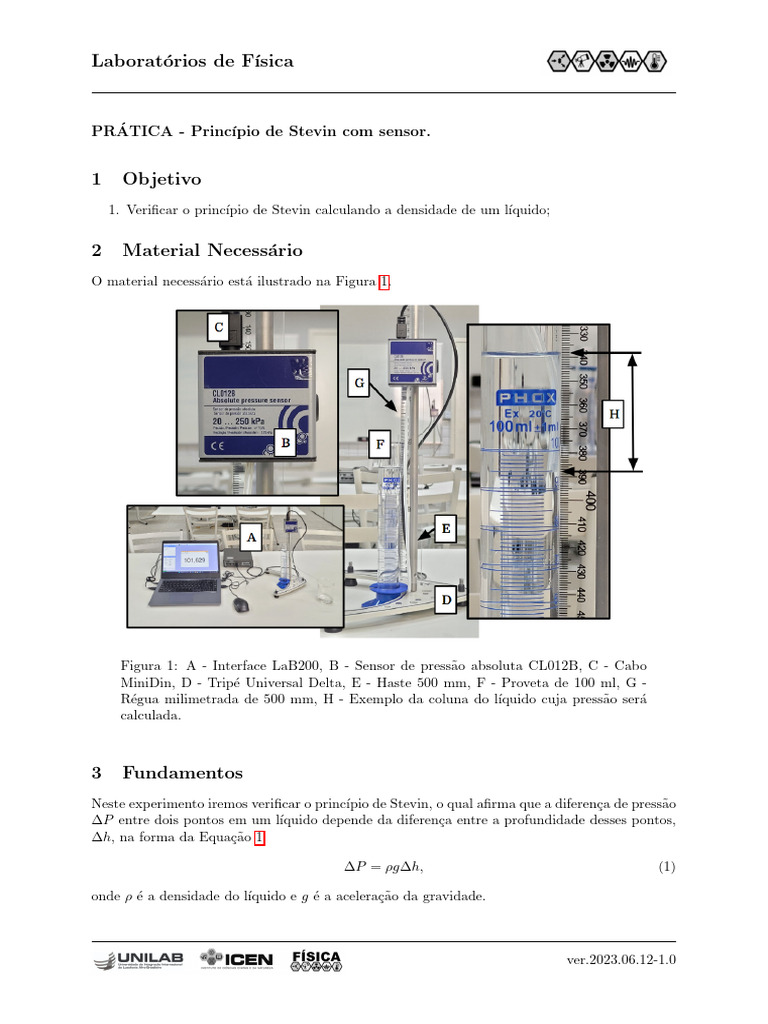Prática 2 - Princípio de Stevin | PDF | Pressão | Densidade