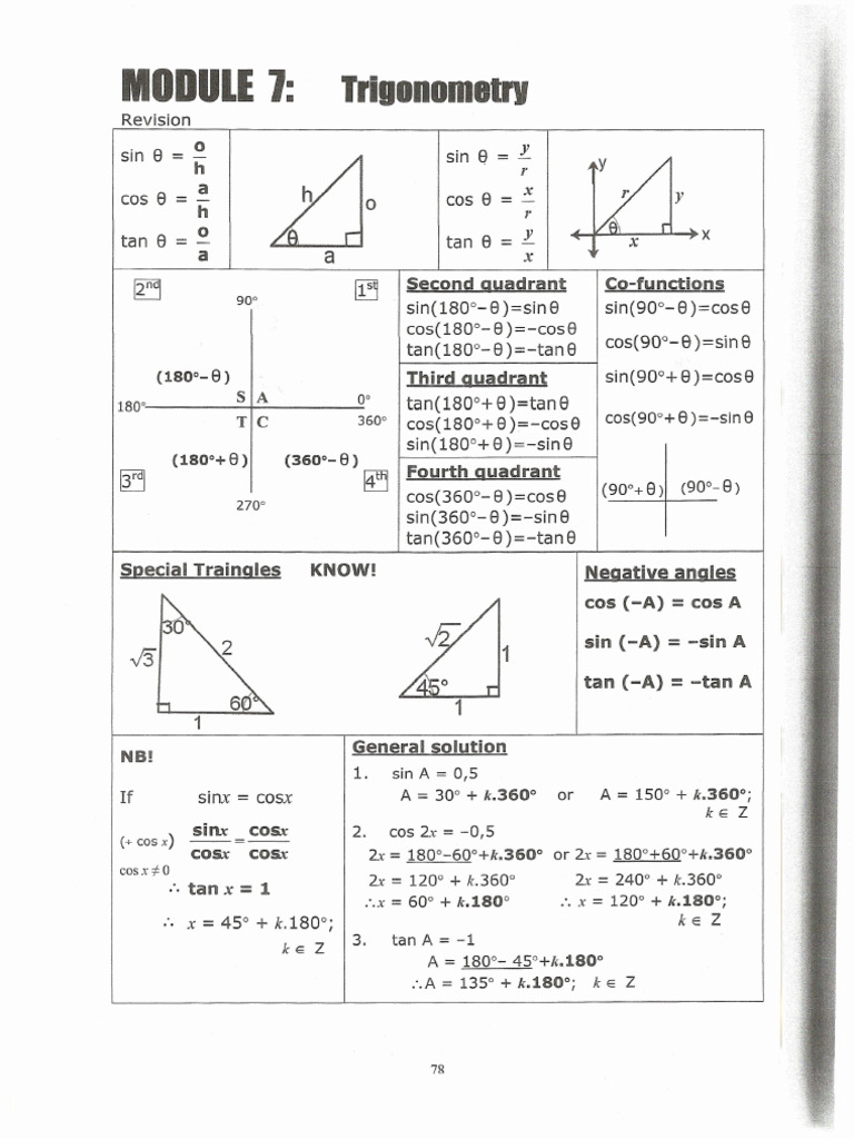 Module 7 - Trigonometry | PDF | Trigonometric Functions | Mathematical Relations