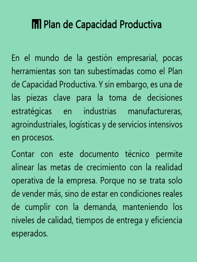 Plan de Capacidad Productiva | PDF | Business | Economias
