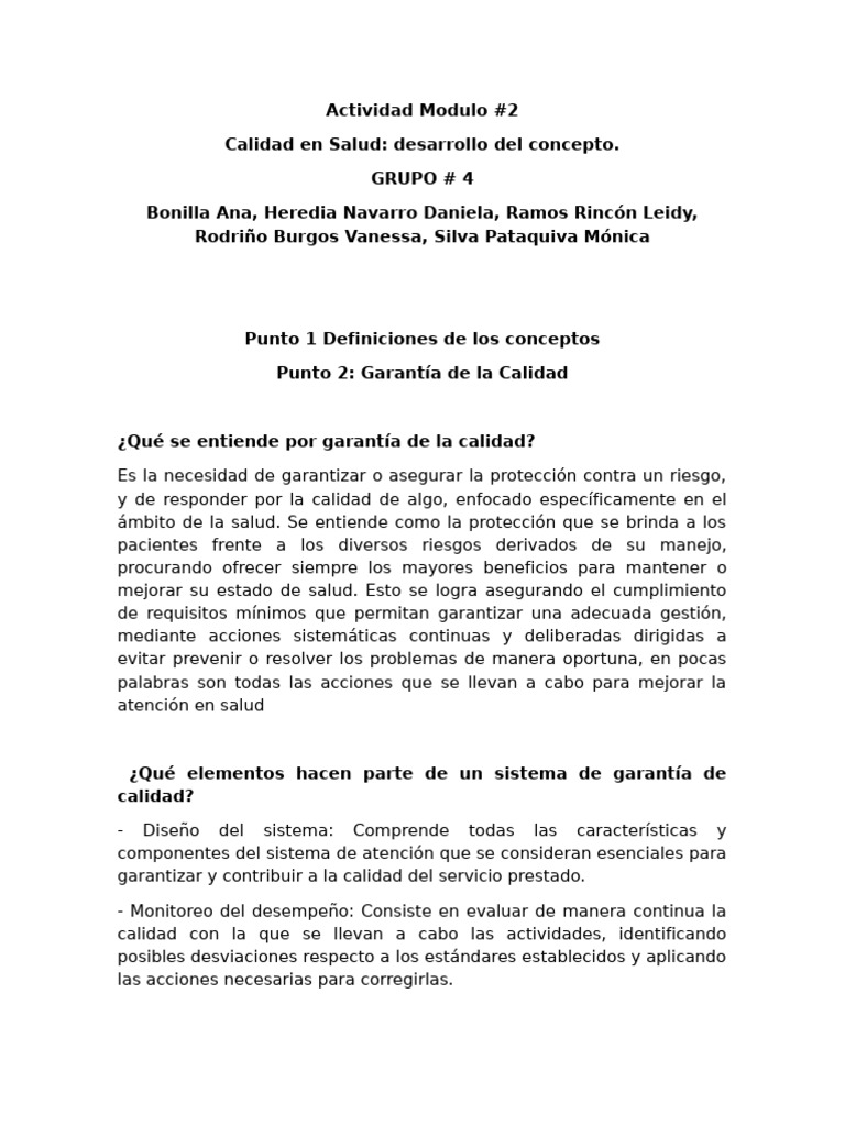 Actividad Modulo 2.. | PDF | Calidad (comercial) | Seguridad del paciente