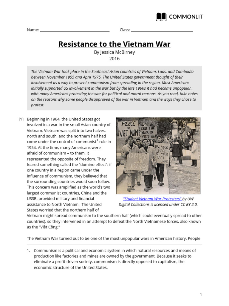 Resistance To The Vietnam War-Student | PDF | Vietnam War | Vietnam