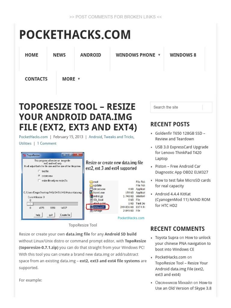 TopoResize Tool - Resize Your Android Data - Img File (Ext2, Ext3 and Ext4) | PDF | File System ...