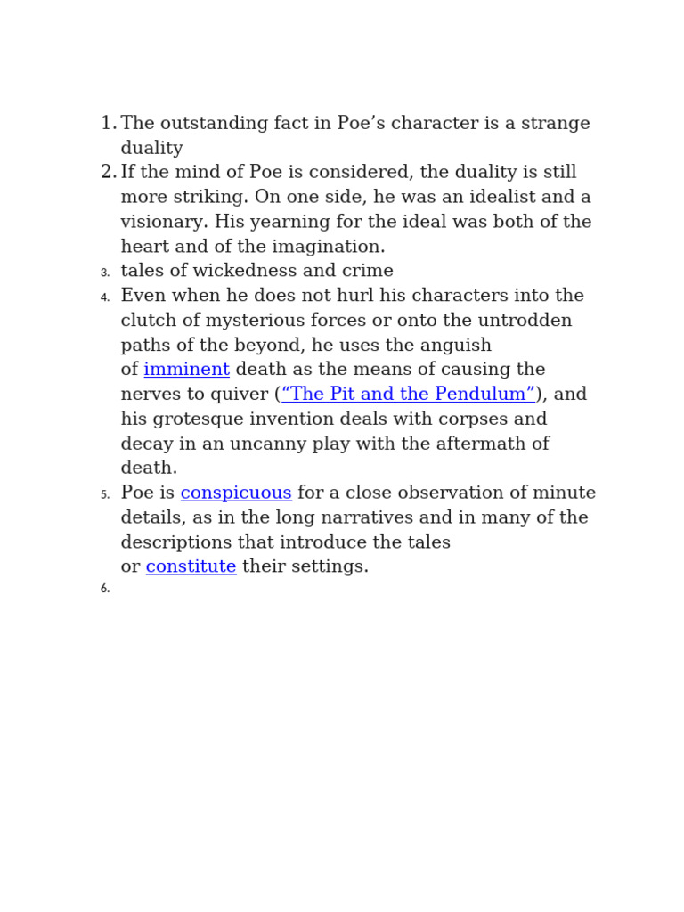 The Outstanding Fact in Poe | PDF