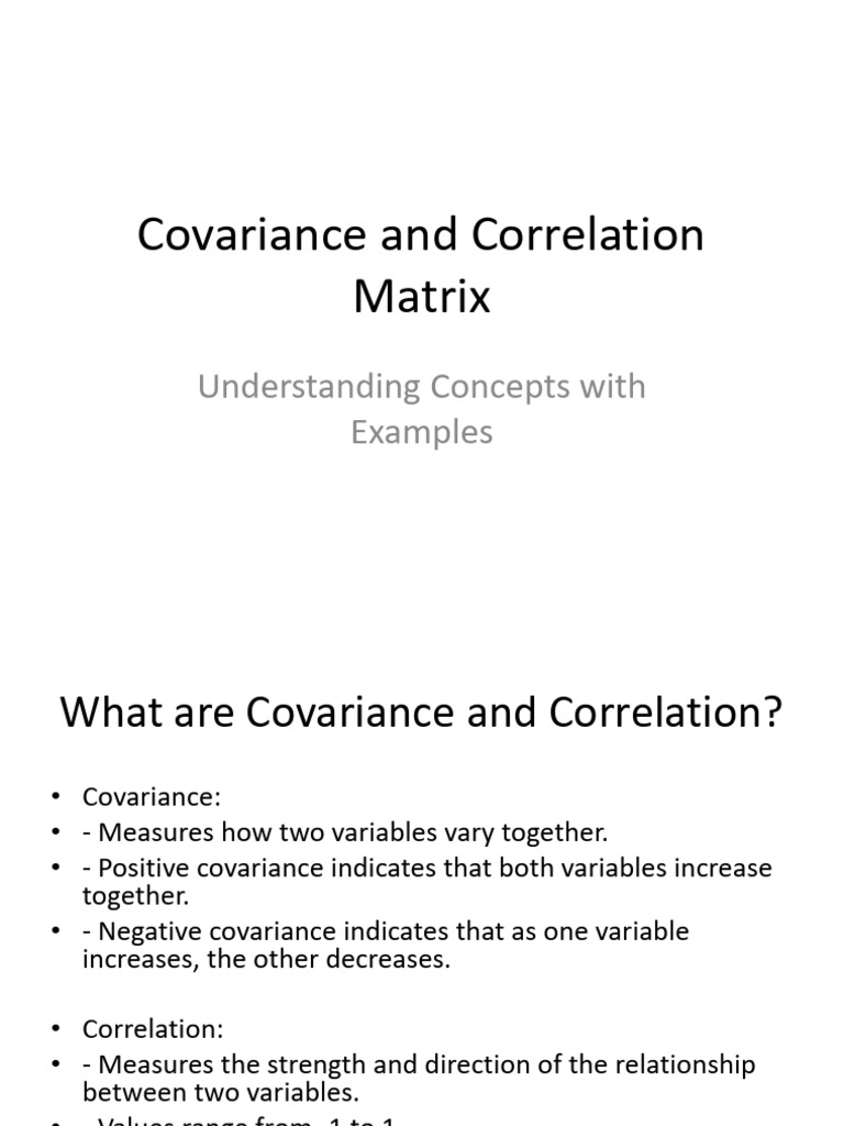 Covariance and Correlation Matrix | PDF