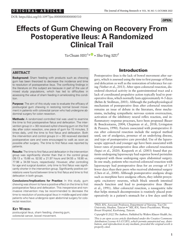Artigo Effects of Gum Chewing On Recovery-2 | PDF | Colorectal Cancer ...