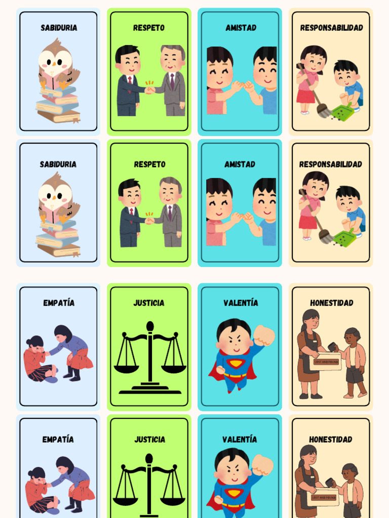 Memorama Valores | PDF