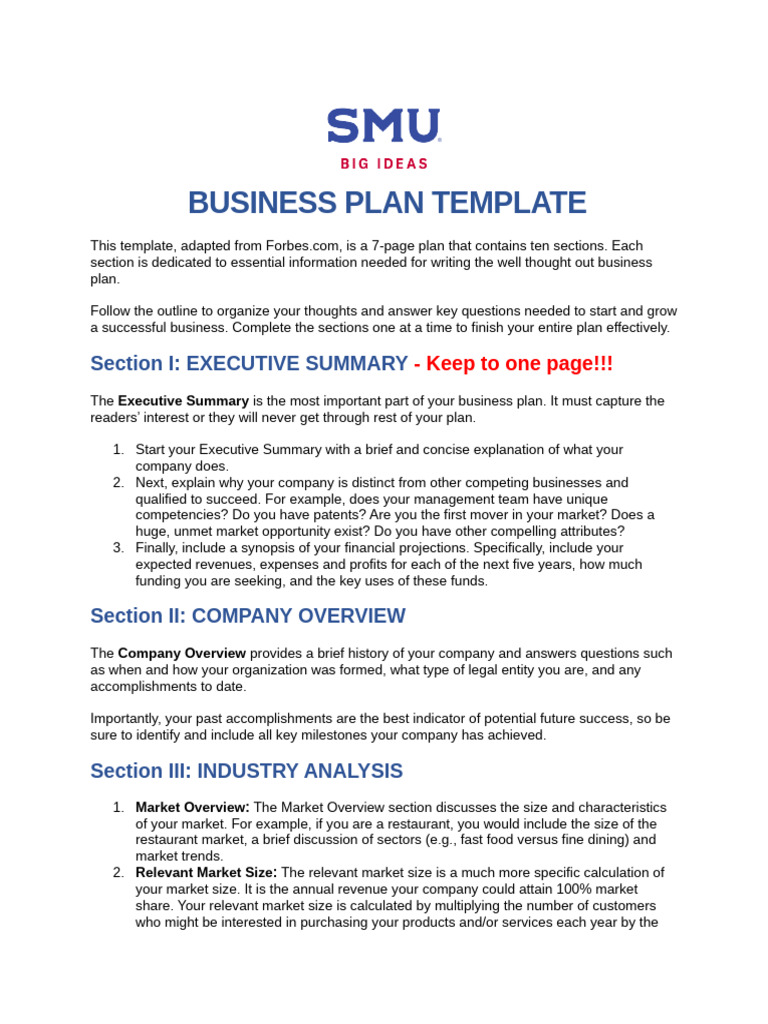 SMU Big Ideas Business Plan Template 2023 | PDF | Pricing | Brand