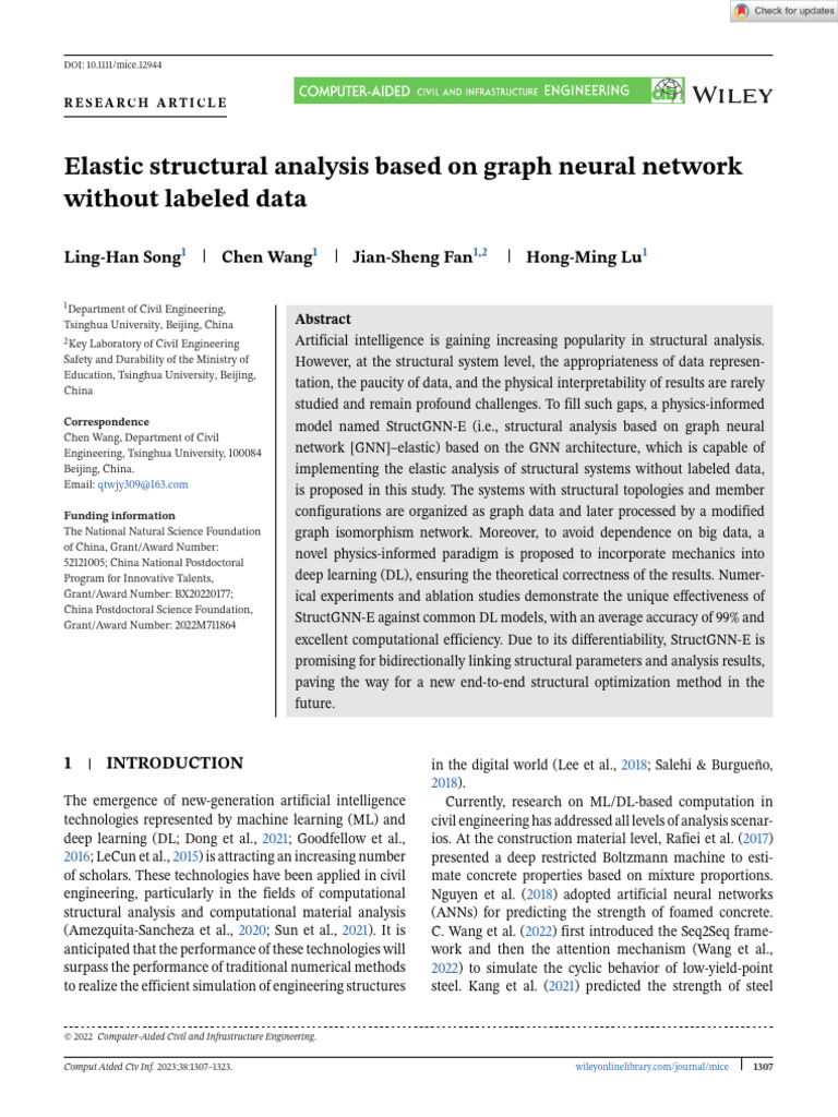 GNN-Computer Aided Civil Eng - 2022 - Song - Elastic Structural Analysis Based On Graph Neural ...