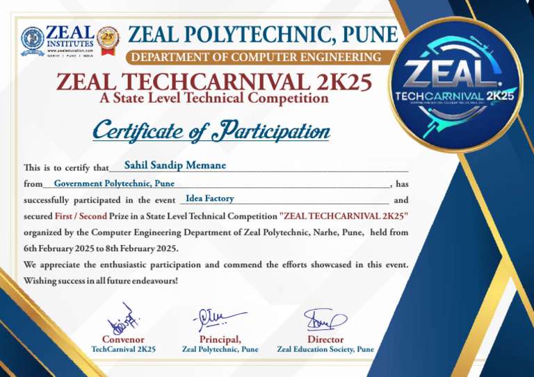 Zeal Techcarnival 2K25 | PDF