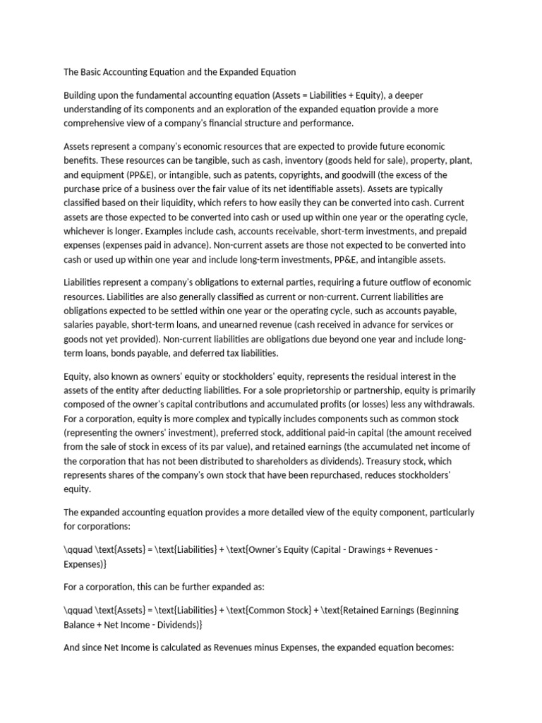 The Basic Accountung Equation | PDF | Equity (Finance) | Retained Earnings