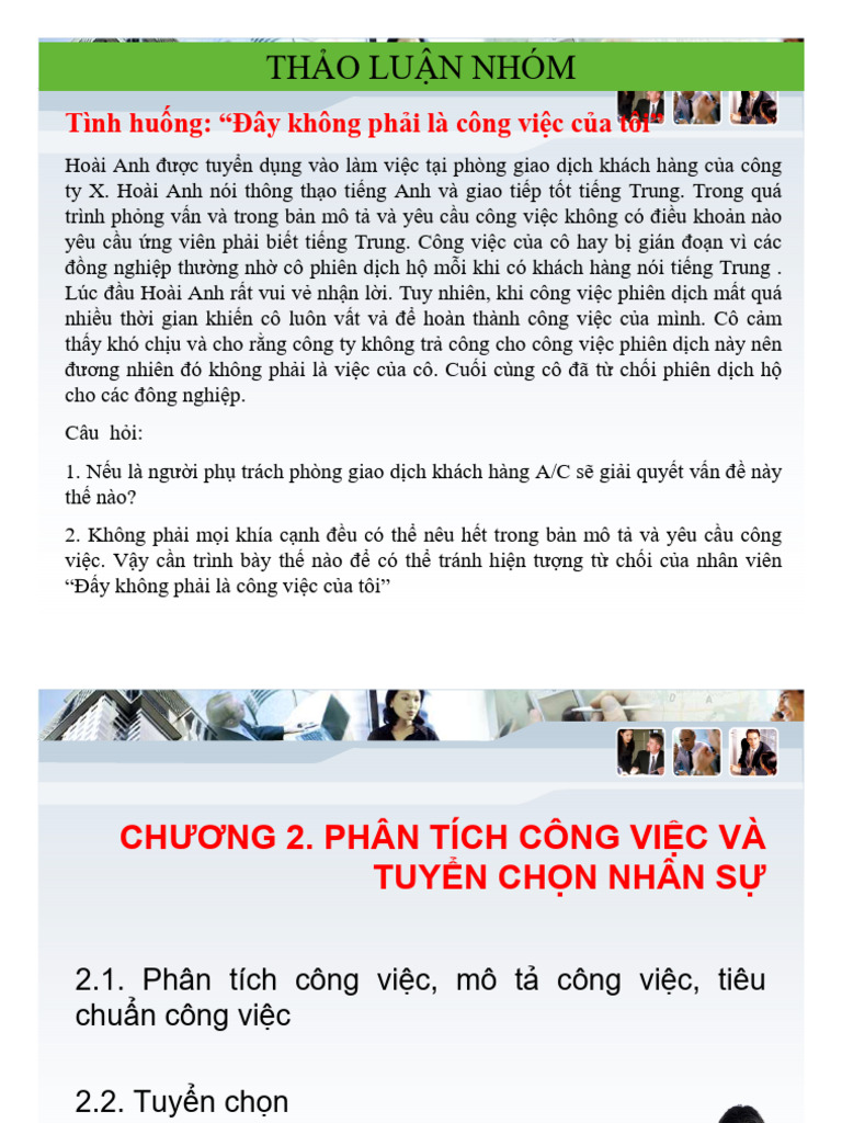 Chuong 2. Phan Tich Cong Viec Và Tuyen Chon Nhan Su | PDF