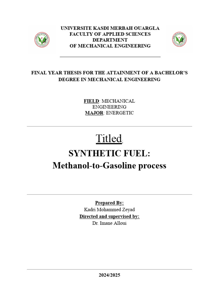 Synthetic Fuel - MTG Process | PDF | Petroleum | Oil Sands