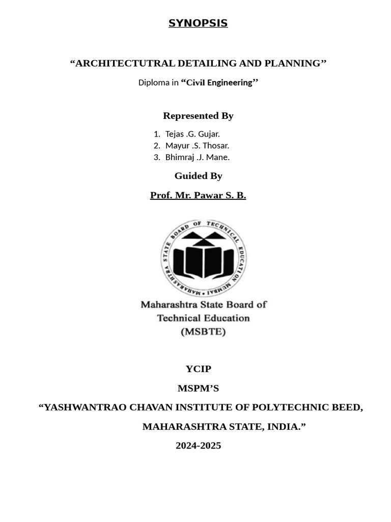 Synopsis Architectural Detailing and Planning | PDF