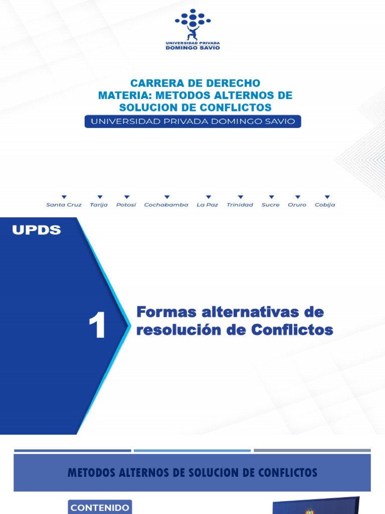 Upds Tema 1 - Formas Alternativas de Res Conf | PDF | Arbitraje | Mediación