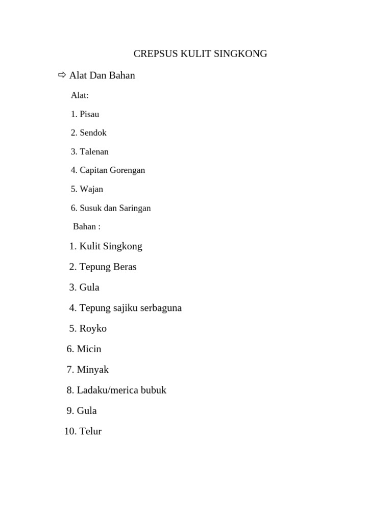 Crepsus Kulit Singkong | PDF