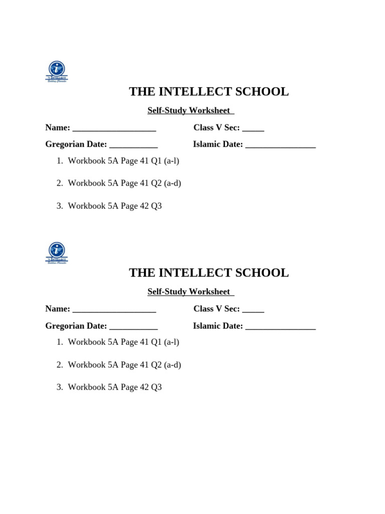 Self Study 6 Class V | PDF