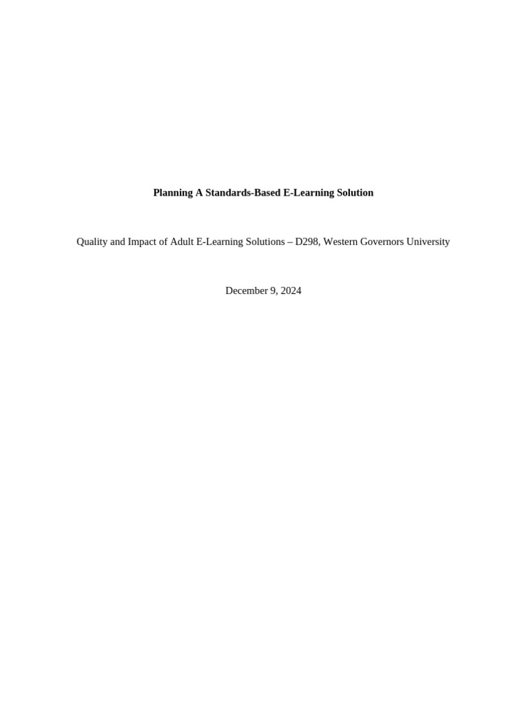 Task 2 D298 Planning A Standards-Based E-Learning Solution Download | PDF | Educational ...