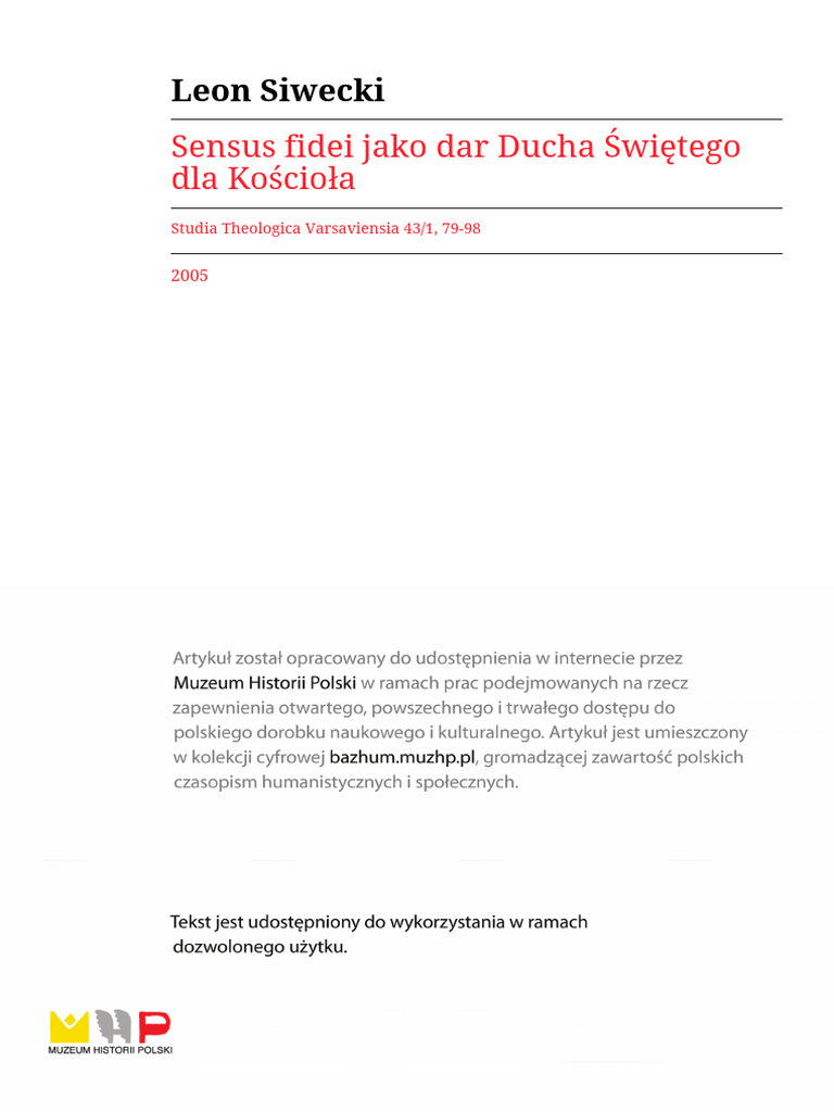 Nieomylnosc Sensus Fidei | PDF