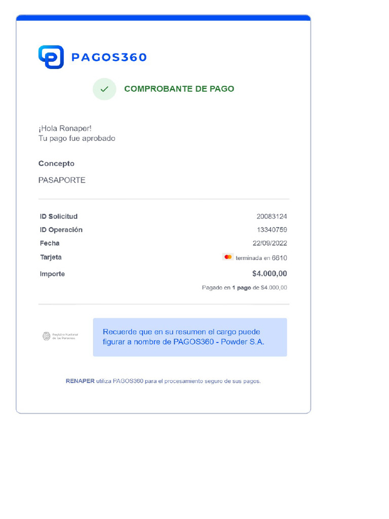 Comprobante PASAPORTE Catalina Sep-22 | PDF