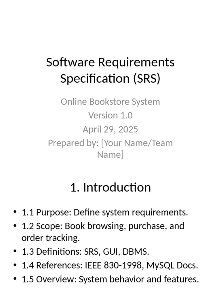 SRS Online Bookstore System | PDF