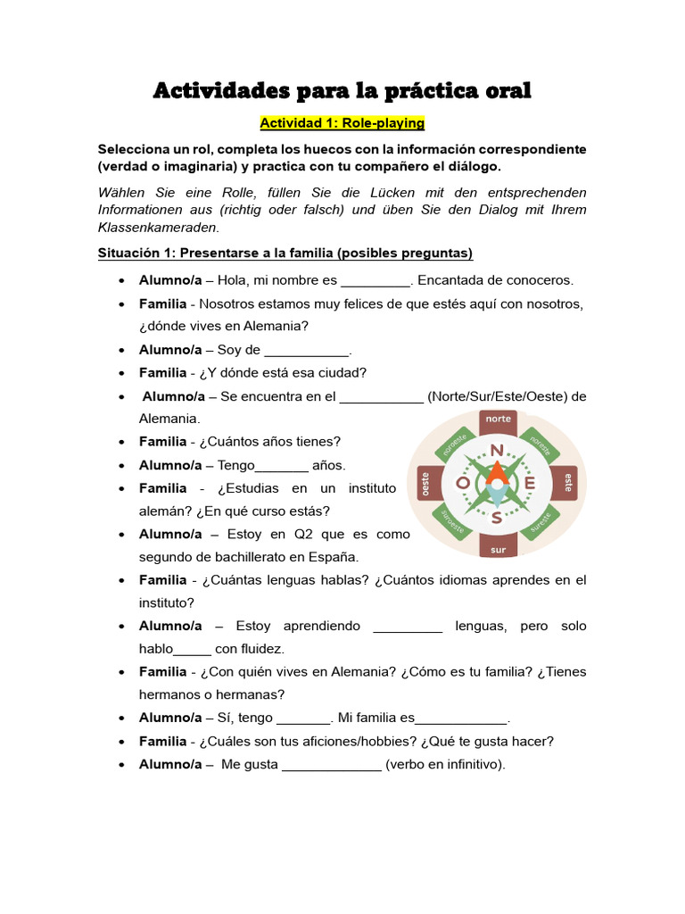 Actividades Para La Práctica Oral Q2 | PDF