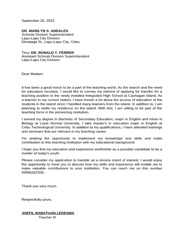 Letter of Intent Ledesma 2 | PDF