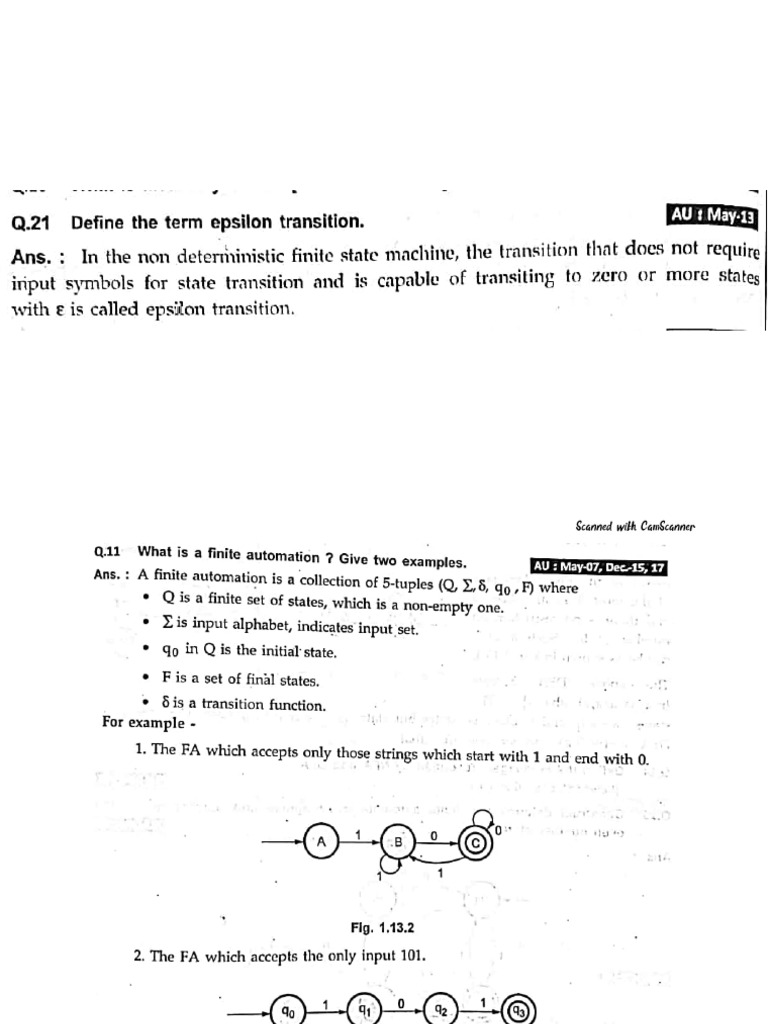 Toc Class Test-3 Answers | PDF