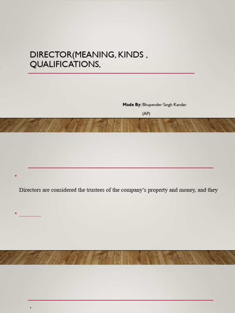 Director Meaning, Classification, DIN | PDF | Board Of Directors | Law ...