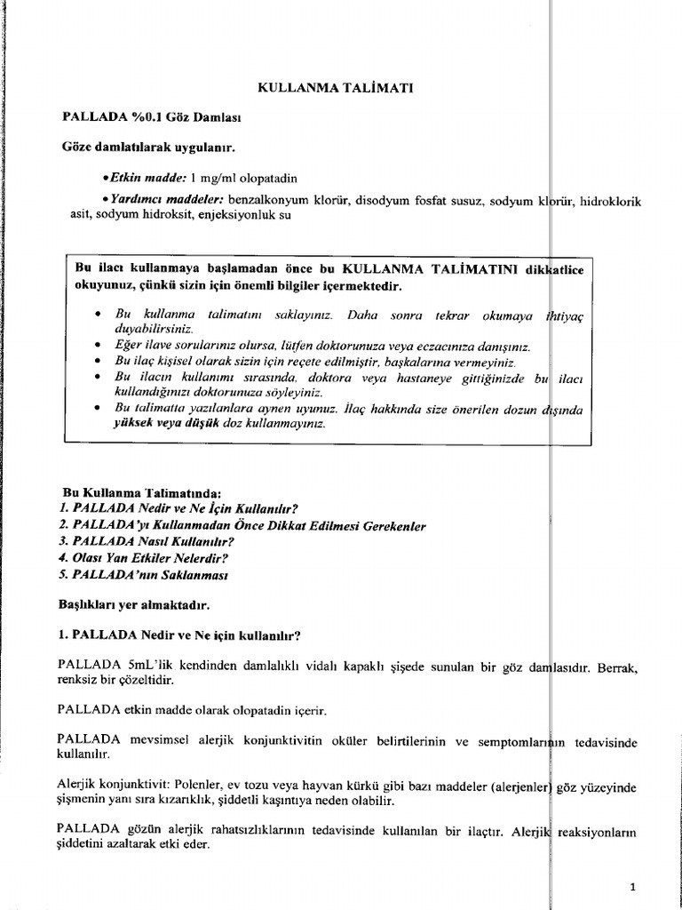Pallada Yuzde 0 1goz Damlasi KT | PDF