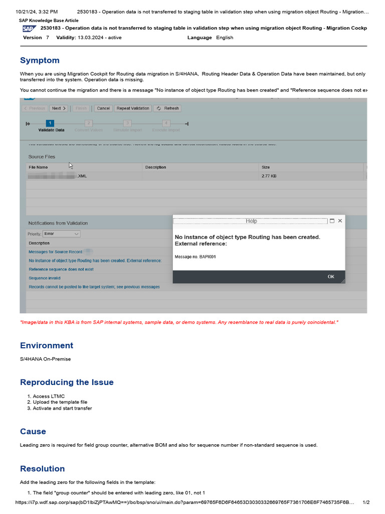 Operation Data Is Not Transferred To Staging Table In Validation Step 1933