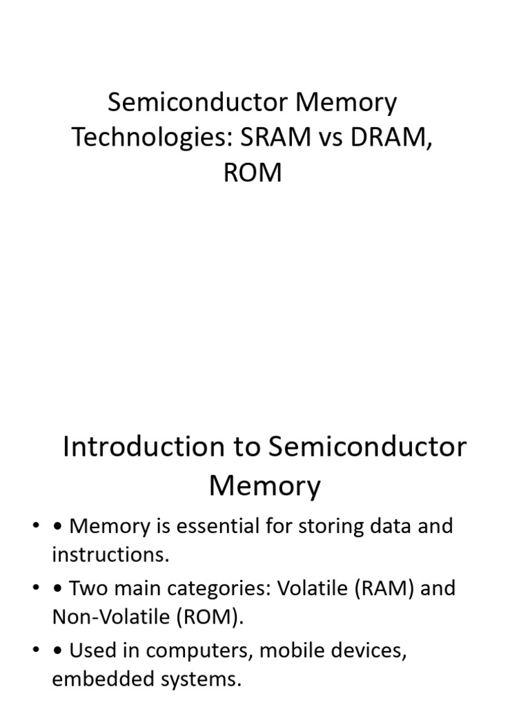 SRAM vs DRAM: Key Differences Explained | PDF