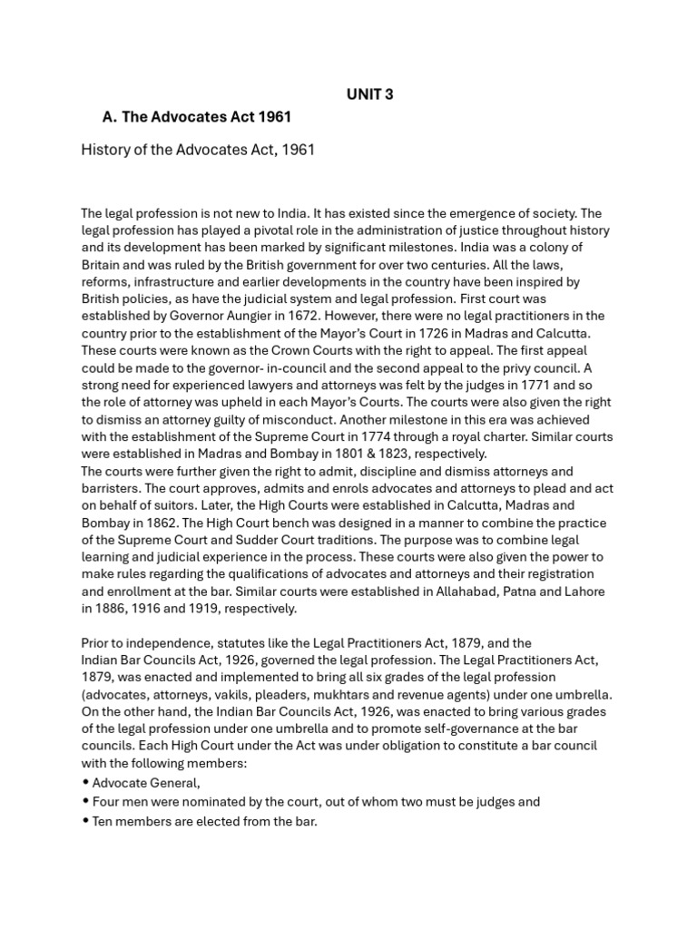 Unit-3 Legal Ethics | PDF | Advocate | Lawyer