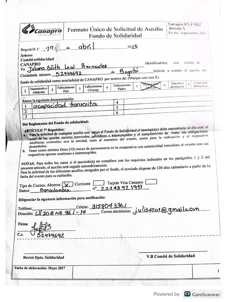 Documentos Solicitud Auxilio | PDF