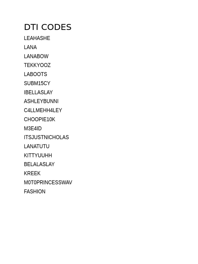Dti Codes 2024 | PDF