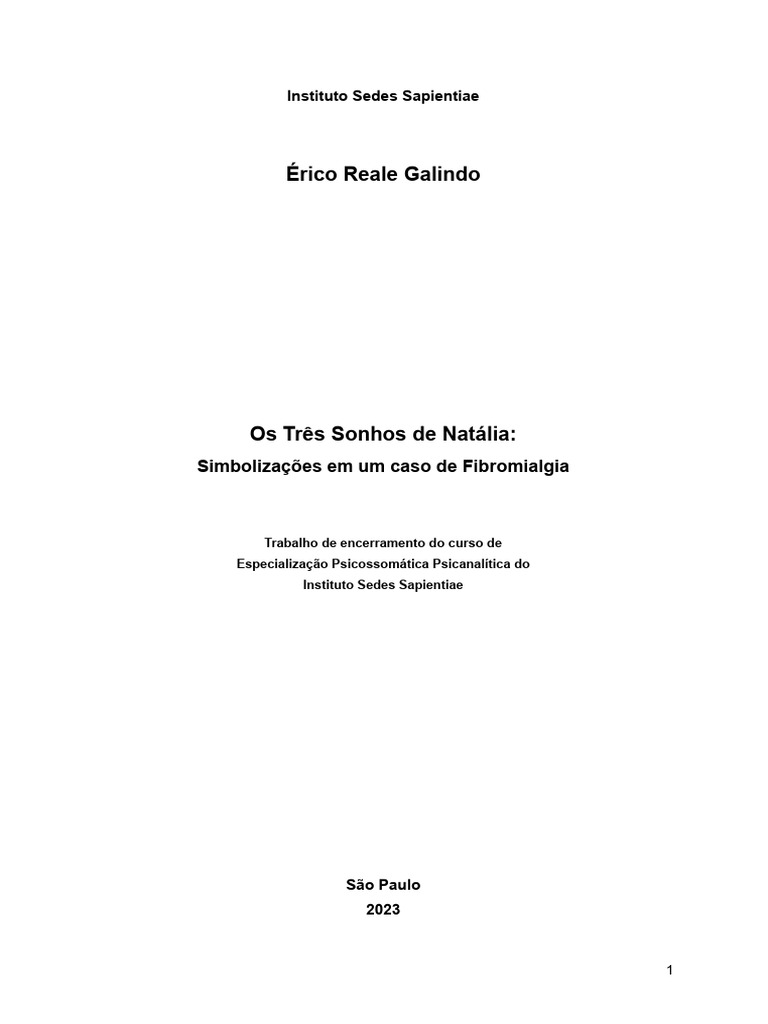 TEC - Trabalho Final Psicossomática - Os Três Sonhos de Natália - Érico Reale Galindov2 | PDF ...