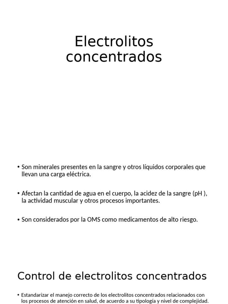 Electrolitos Concentrados | PDF | Electrólito | Medicamentos con receta