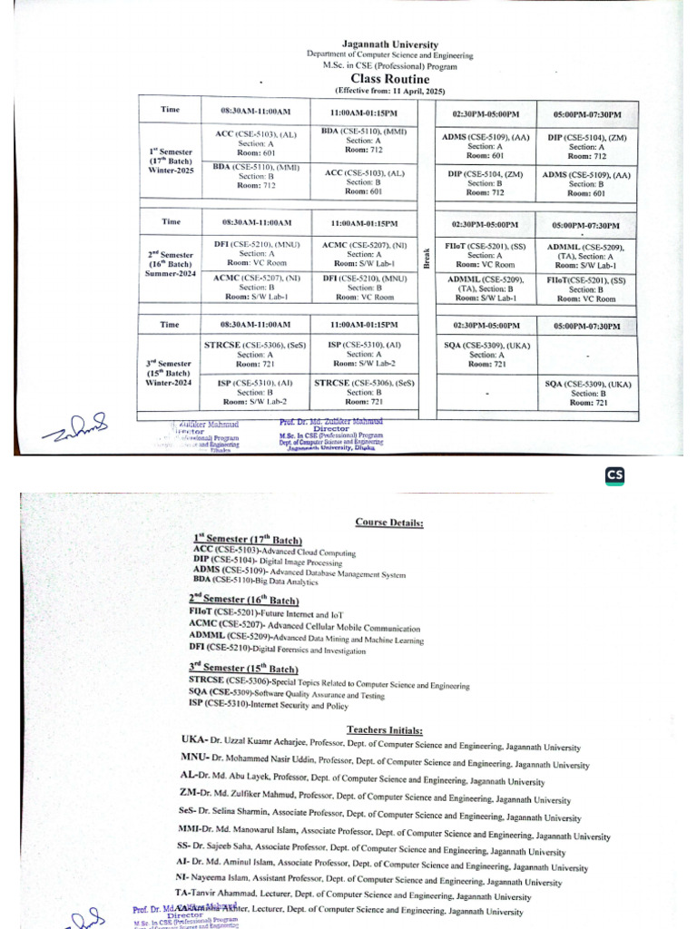 Class Routine For 15th, 16th 17th Batch | PDF