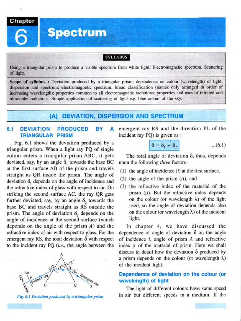Selina Class 10 Physics Chapter 6 Spectrum | PDF